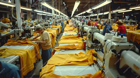 Premium Photo Textile Factory With Garment Workers Operating Sewing