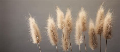 Premium Ai Image Dried Lagurus Grass On Grey With Copy Space