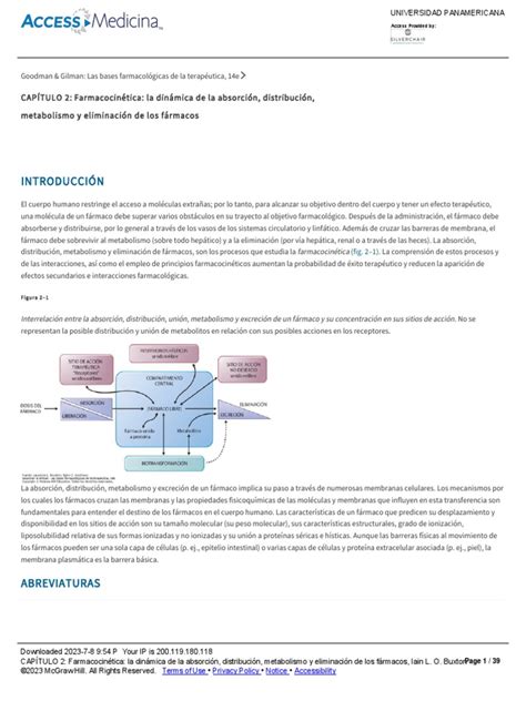 CapÍtulo 2 Farmacocinética La Dinámica De La Absorción Distribución