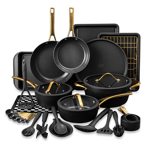 Thyme And Table 32 Piece Non Stick Cookware And Bakeware Set Black