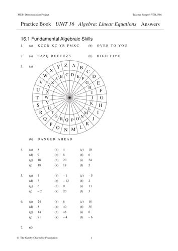 Ks3 Linear Equations Mep Year 7 Unit 16 Teaching Resources