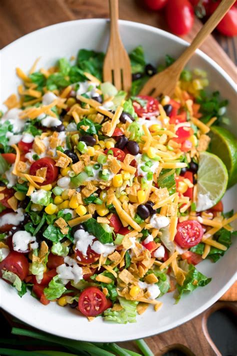 Black Bean Taco Salad With Creamy Salsa Dressing Peas And Crayons