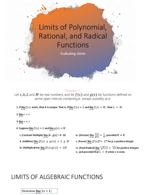 Evaluating Limits Pdf Polynomial Function Mathematics