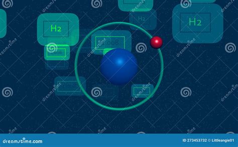 Hydrogen Atomic Level Rotating Nucleus Info Graphic Royalty Free