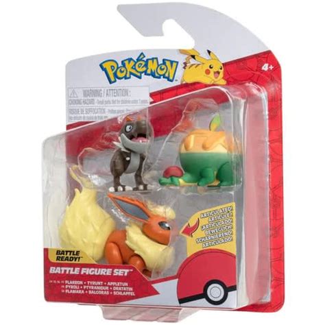 Pokémon Battle Figure Set Flareon Tyrunt Appletun Blue Card