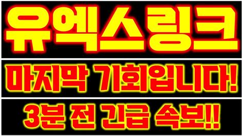 유엑스링크 🔥단독 공개🔥5월 마지막 기회입니다🔥3분 전에 들어온 긴급 속보🔥 Youtube