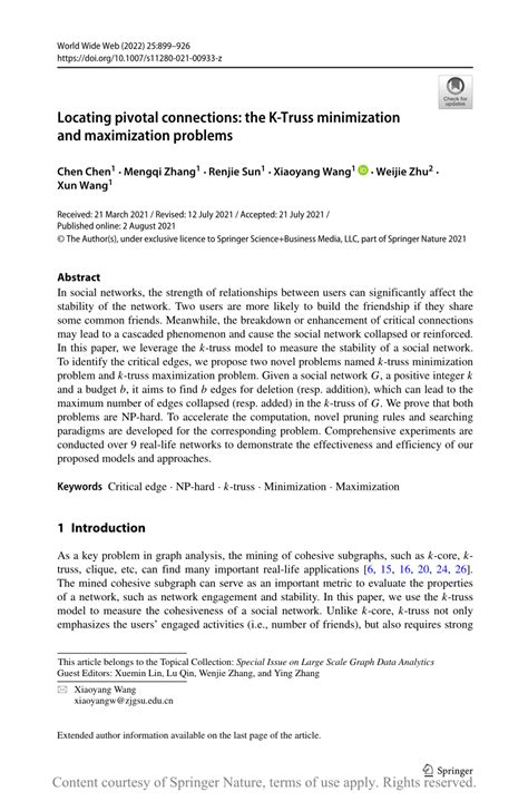 Locating Pivotal Connections The K Truss Minimization And Maximization