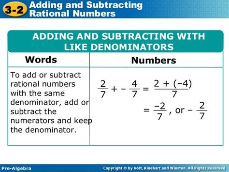 Adding And Subtracting Rational Numbers Calc
