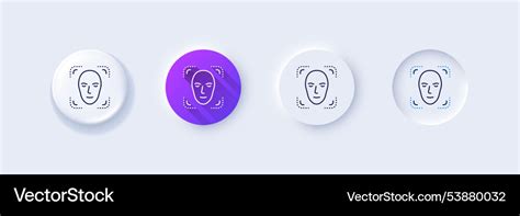 Face Detection Line Icon Head Recognition Sign Vector Image