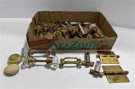 Older Door Knobs Include 10 Glass 4 Hinges And 4 Brass Handles 4 Albrecht Auction