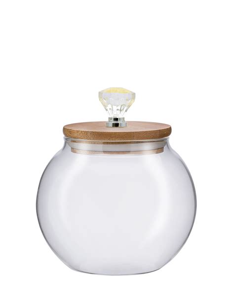 Kitchen Life 12lt Round Glass Jar With Bamboo Lid Decor Clear The