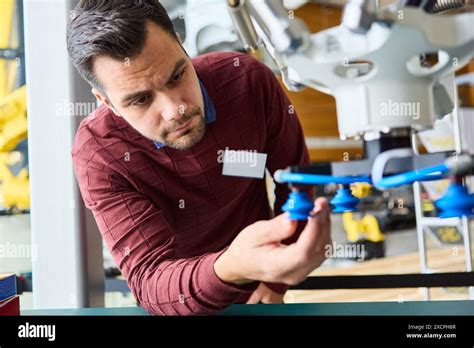 Engineer Focused On Programming A Robotic Arm For Industrial Automation And Inspection Purposes