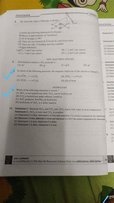 Statement 1 Between Sicl4 And Ccl4 Only Sicl4 Reacts With Water At R