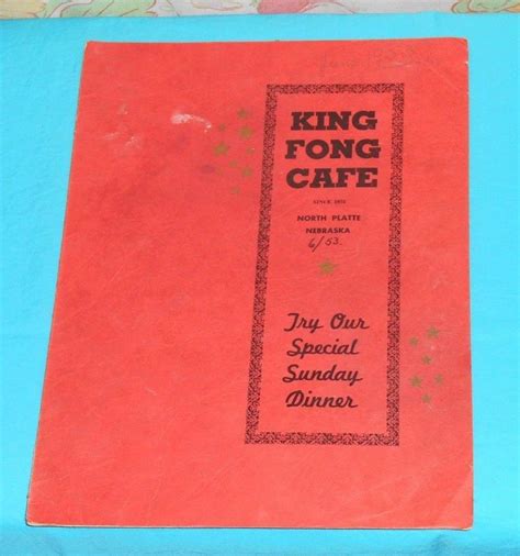 Vintage King Fong Cafe Menu North Platte Nebraska Chinese Restaurant