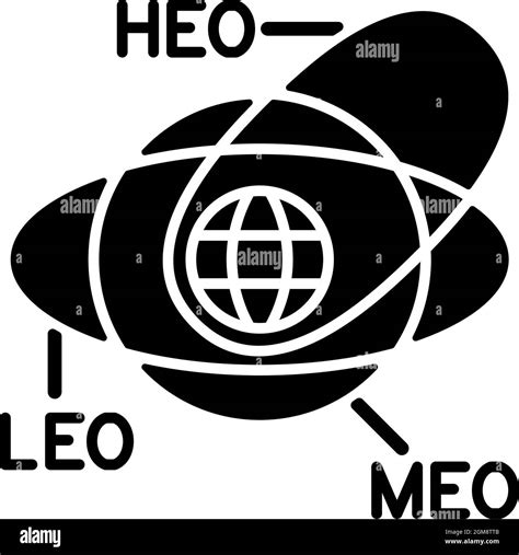 Geocentric Orbit Type Satellites Black Glyph Icon Stock Vector Image