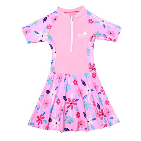 Djskiyers Swim Dress For Girls Breathable Flowy Swimwear Floral