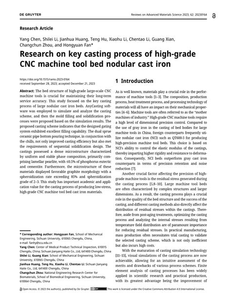 Pdf Research On Key Casting Process Of High Grade Cnc Machine Tool Bed Nodular Cast Iron