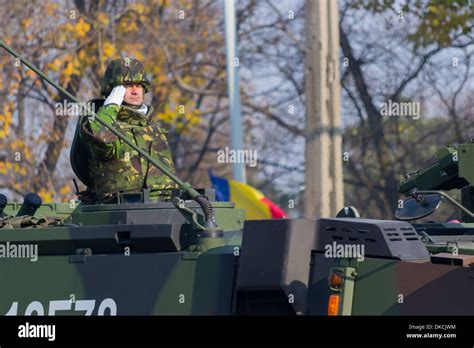 Romanian Soldier Salutes December 1st Parade On Romanias National