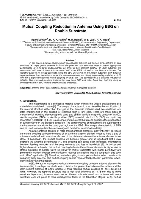 Pdf Mutual Coupling Reduction In Antenna Using Ebg On Double Substrate