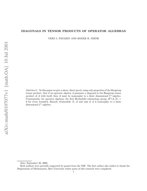 Pdf Diagonals In Tensor Products Of Operator Algebras