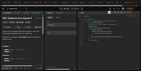 🚀 Leetcode Daily Challenge Subarray Sum Equals K 🚀 Todays Challenge