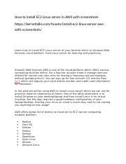 How To Install EC2 Linux Server In AWS With Screenshots Docx How To