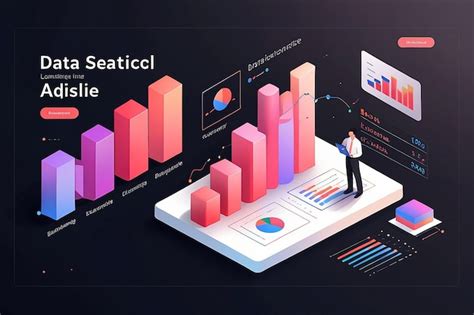 Data Statistics Visualization Isometric Landing Page Premium Ai Generated Image