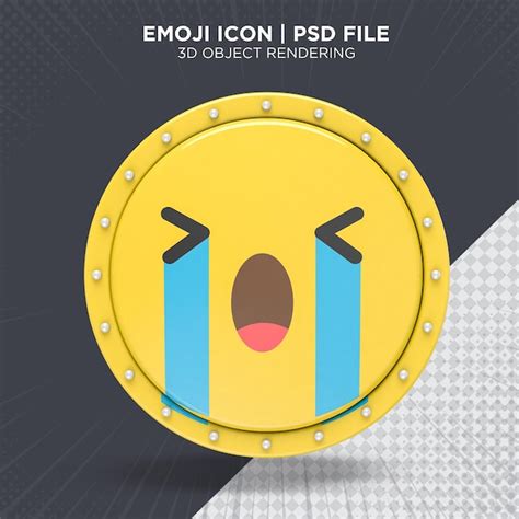 Premium PSD Loudly Crying Emoji Icon Circle Light Logo 3d Rendering