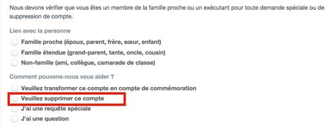 Supprimer le compte Facebook d une personne décédée