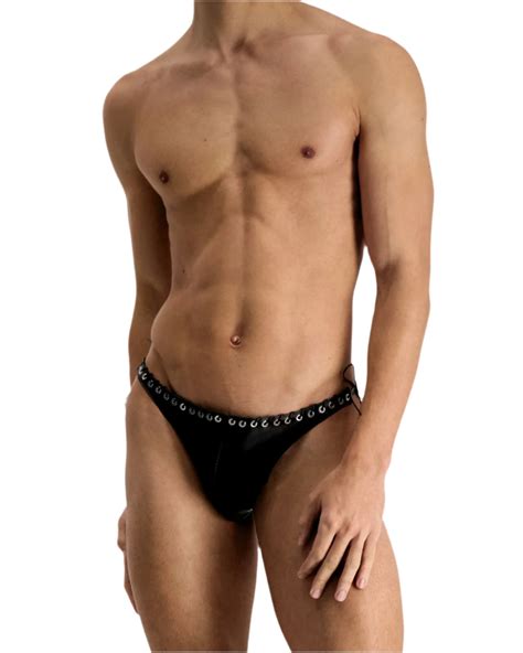 Black Leather Lace Up Thong Ludovic De Saint Sernin