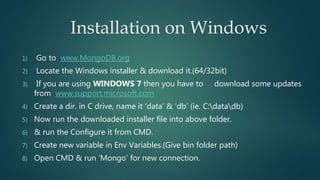 Mongo Db Introduction Installation On Windows PPTX