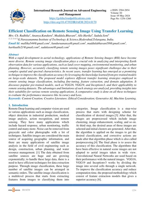 Pdf Efficient Classification On Remote Sensing Image Using Transfer Learning