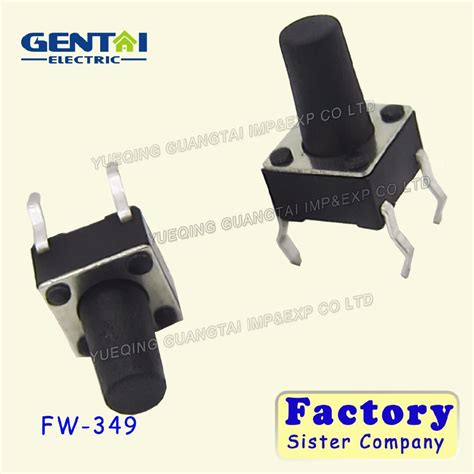 China 6x6x43mm Dip Tact Switch With Cap 4 Pin Push Button Tactile