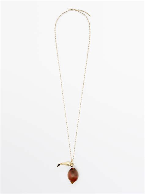 Colar Corrente Peça Vidro · Dourado · Acessórios Massimo Dutti