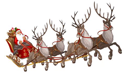 Santa In Sleigh With Reindeer Coloring Page