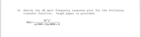 Solved Sketch The DB Gain Frequency Response Plot For The Chegg