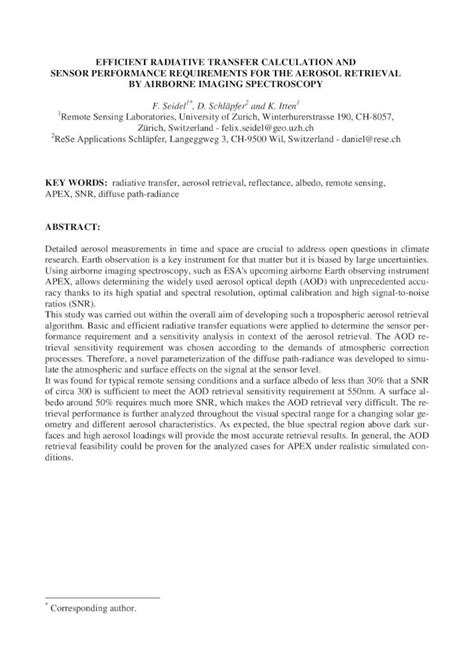 Pdf Efficient Radiative Transfer Calculation And Efficient
