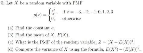 Solved Let X Be A Random Variable With Pmf P X Ax Chegg