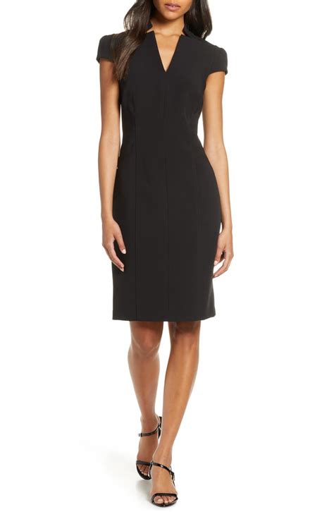 Tahari Star Neck Cap Sleeve Stretch Crepe Sheath Dress Nordstrom