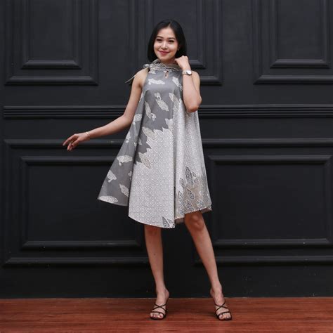 Jual Baju Dress Batik Modern Wanita Motif Elegan Grosir Warna Seri Isi