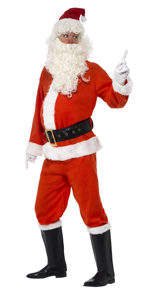 Buy Smiffys Deluxe Santa Costume Red Jacket Trousers Belt Hat Gloves