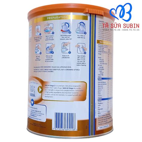 Sữa Nan A2 Úc 800gr Số 1 Bé 0 6 Tháng Tã Sữa Subin