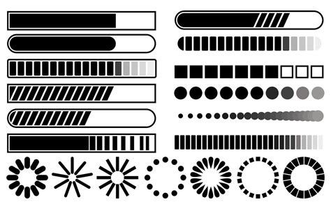Set Loading Bar Progress Icons Sign Vector Illustration Vector Art At Vecteezy