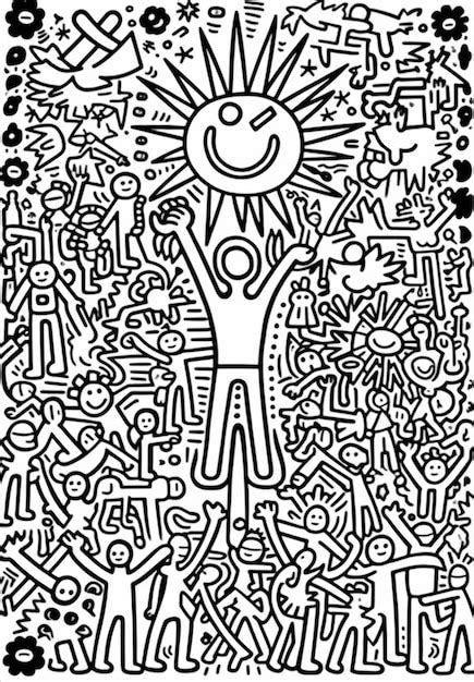 Un Dibujo De Una Persona Parada Frente A Un Gran Grupo De Personas Ai
