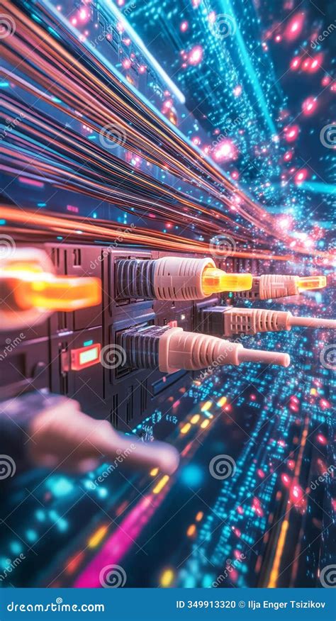 Futuristic Technology Background Fiber Optic Cables Big Data Transfer
