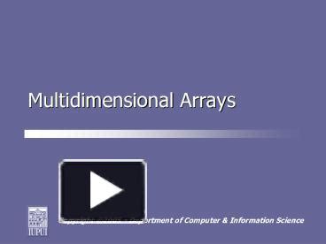PPT Multidimensional Arrays PowerPoint Presentation Free To View