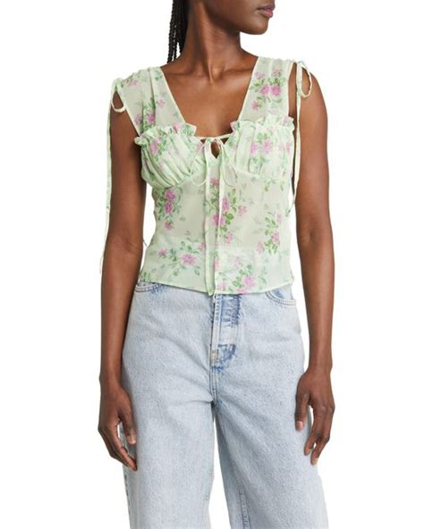 Asos Floral Corset Top In Green Lyst