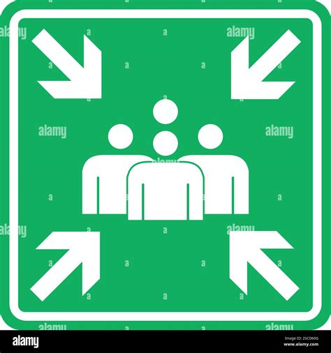 Assembly Point Sign White On Green Background Emergency Signs And Symbols Stock Vector Image