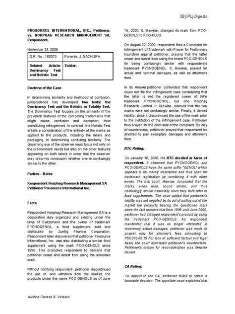 Prosource International Vs Horphag Pdf Trademark Trademark