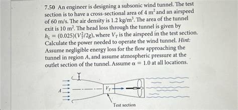 Solved 7 50 An Engineer Is Designing A Subsonic Wind Tunnel Chegg